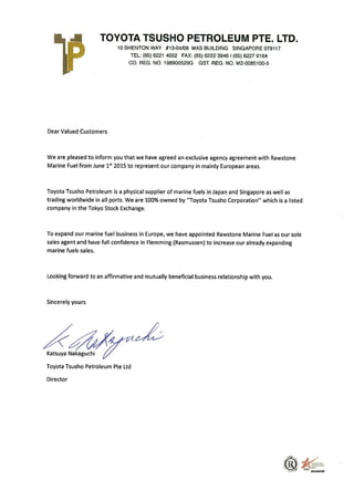 Rawstone Marine Fuel letter to customers signed | PDF