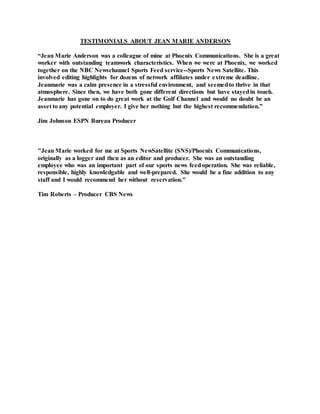TESTIMONIALS ABOUT JEAN MARIE ANDERSON | DOCX