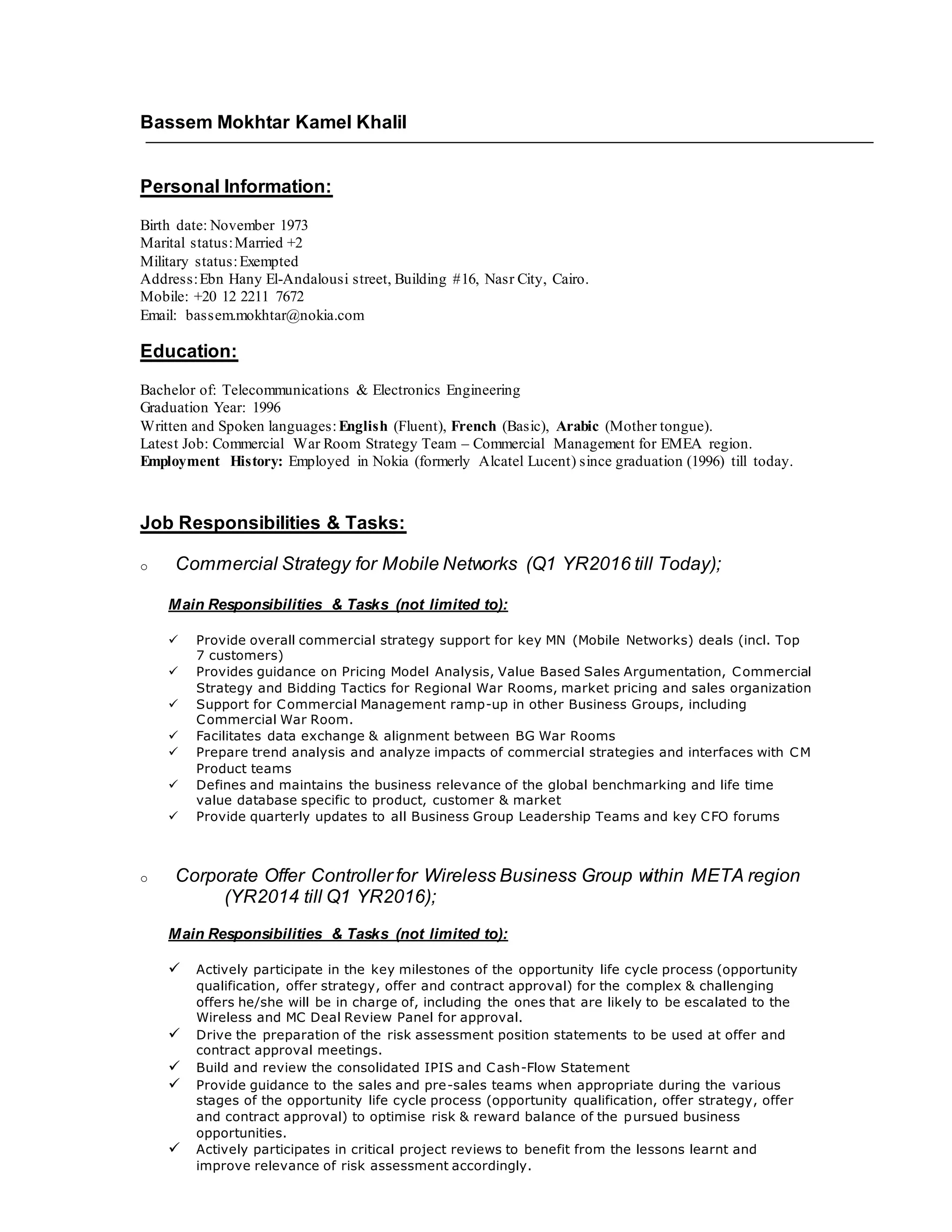 CV_Bassem Mokhtar v1 | DOCX | IT and Internet Support | Internet