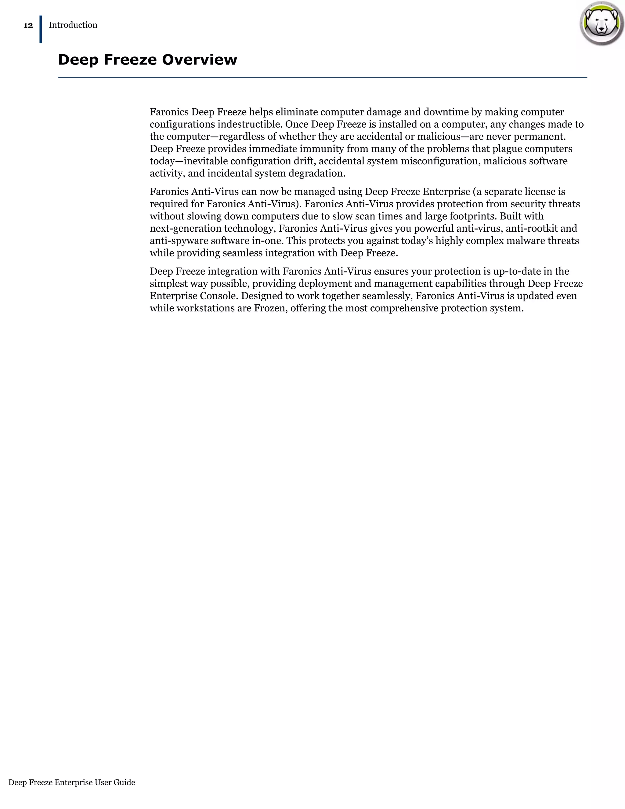 Faronics Deep Freeze Enterprise User Guide | PDF