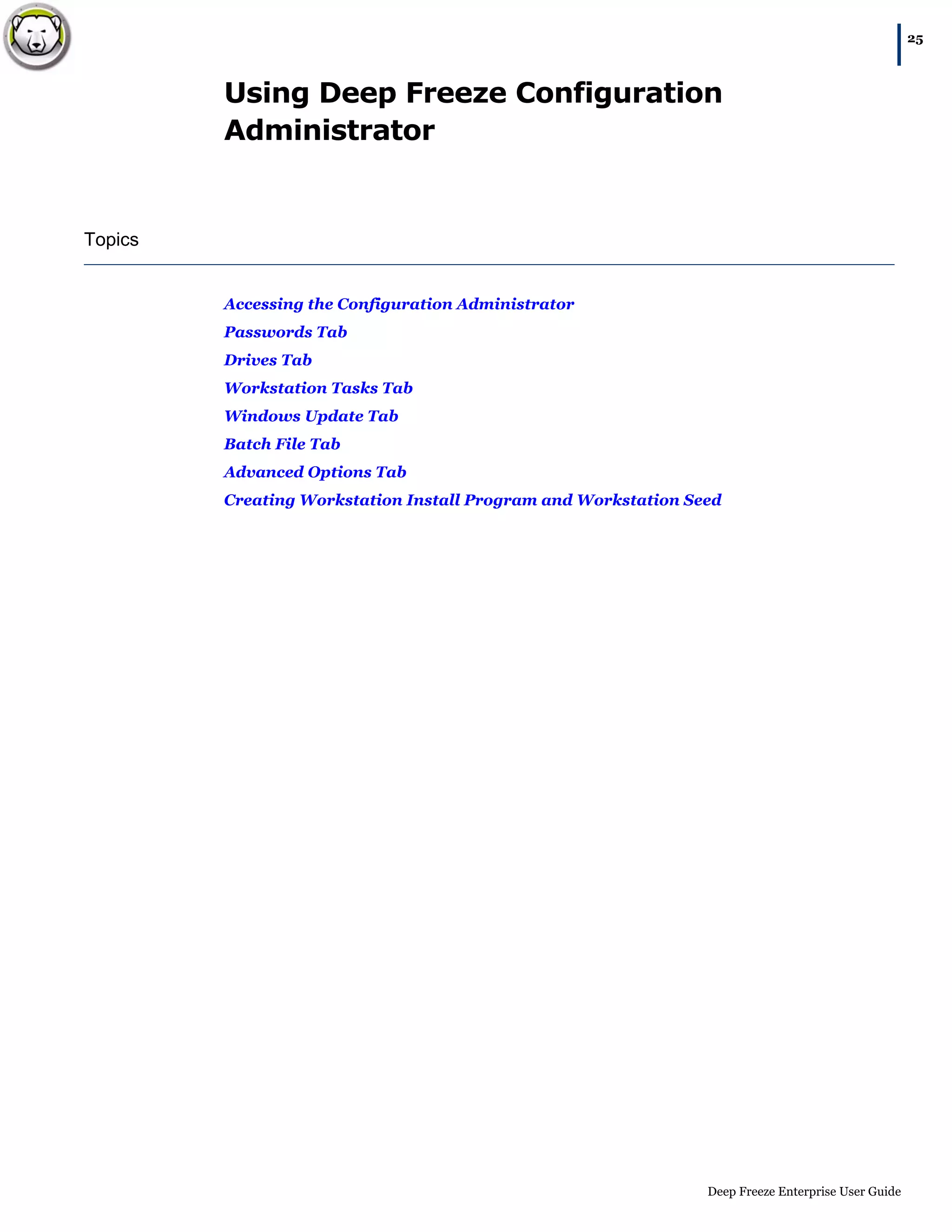 Faronics Deep Freeze Enterprise User Guide | PDF