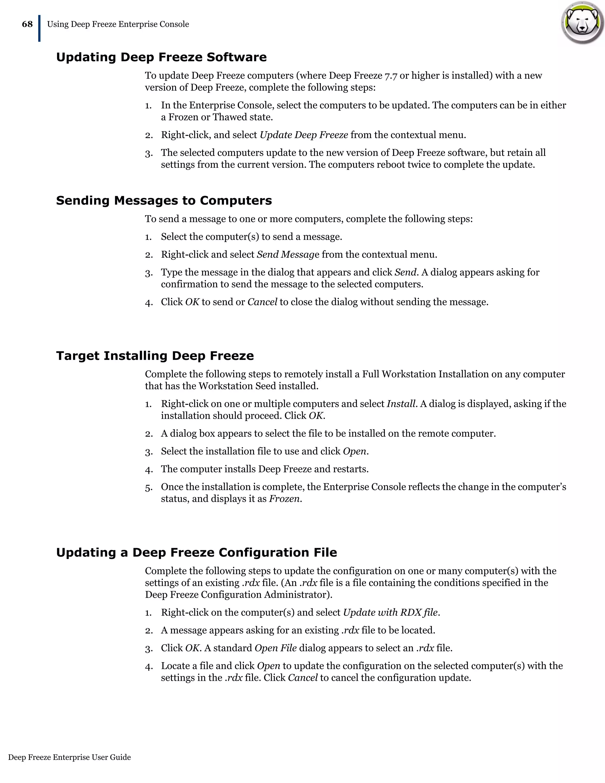 Faronics Deep Freeze Enterprise User Guide | PDF