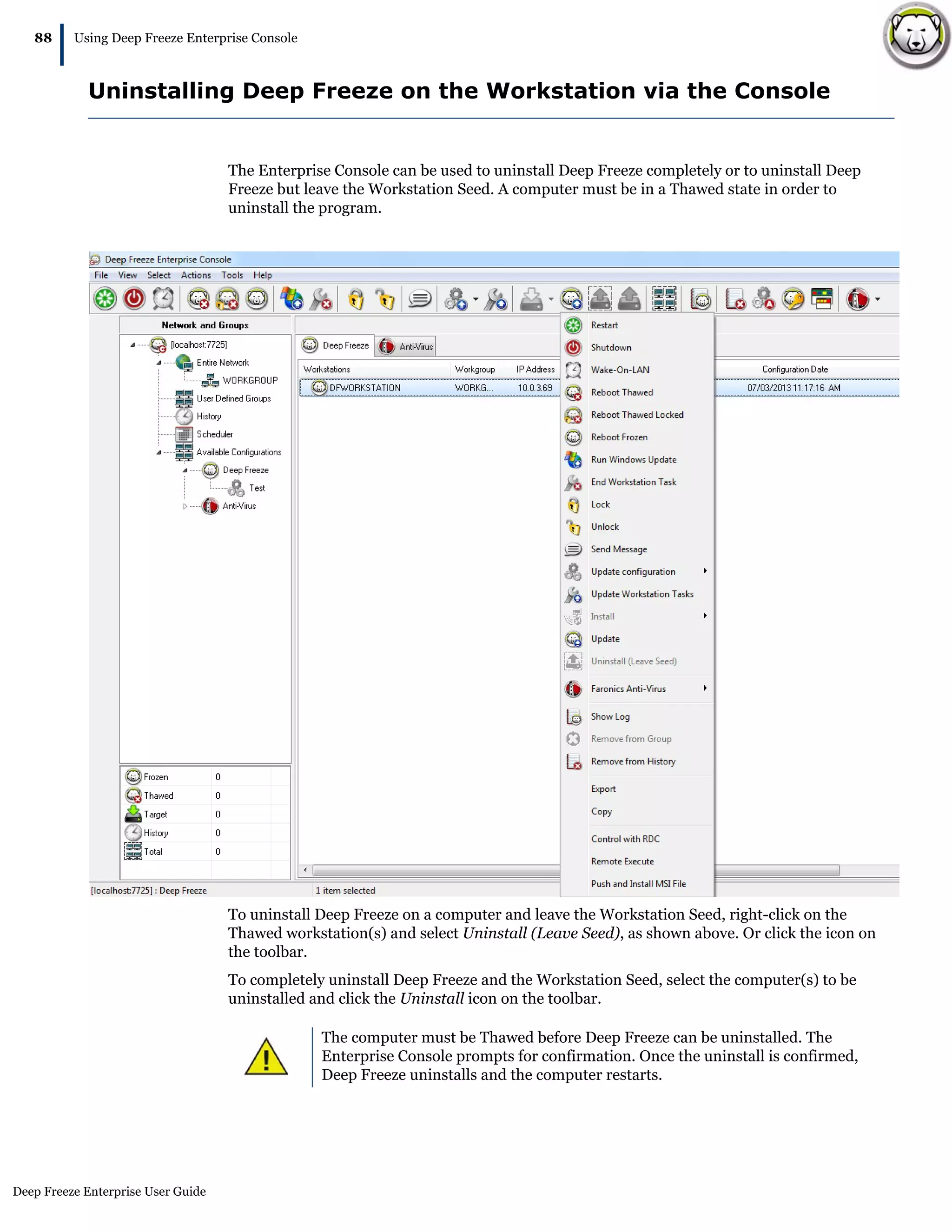 Faronics Deep Freeze Enterprise User Guide | PDF