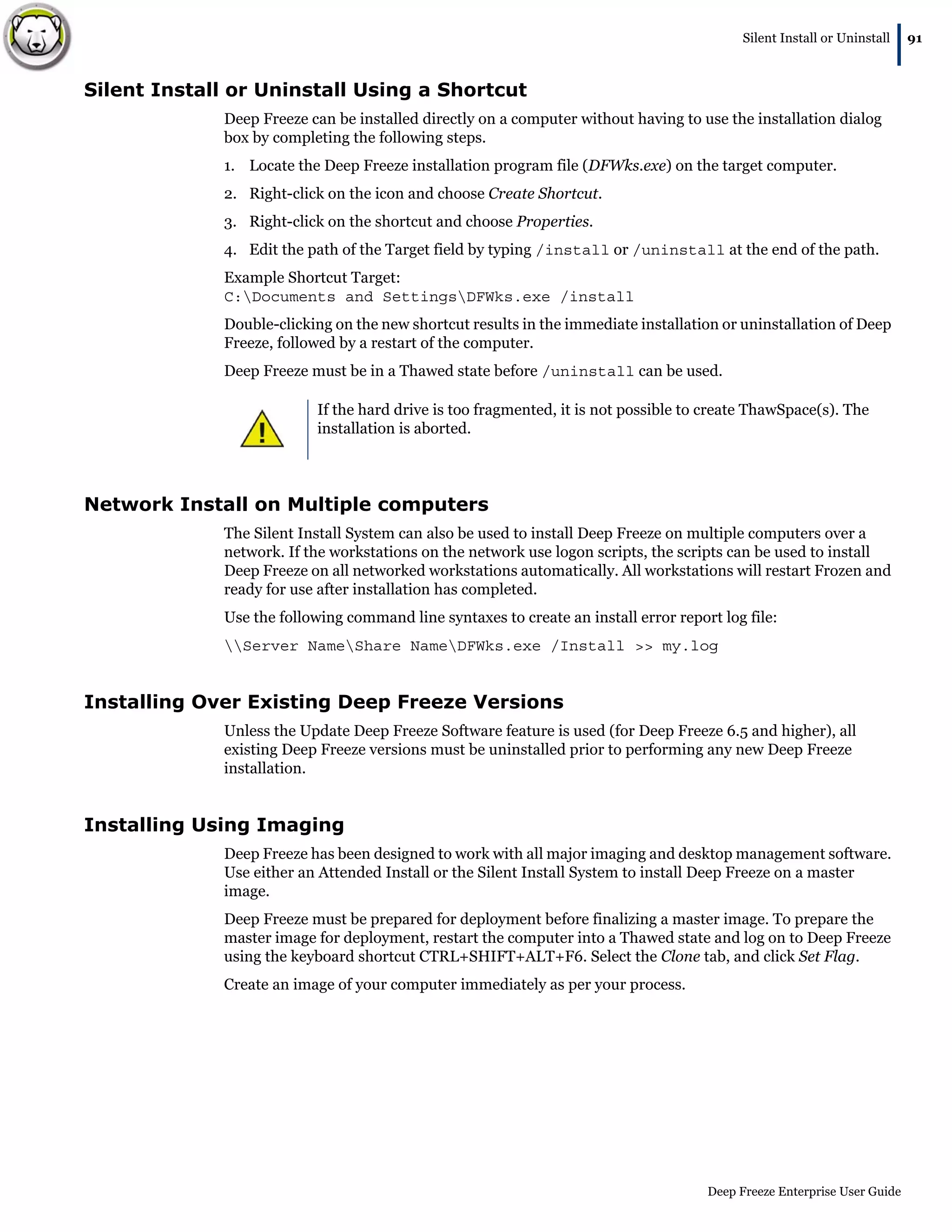 Faronics Deep Freeze Enterprise User Guide | PDF