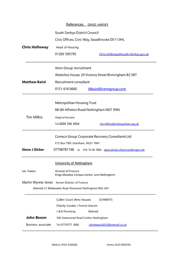 David Harvey C V | DOCX