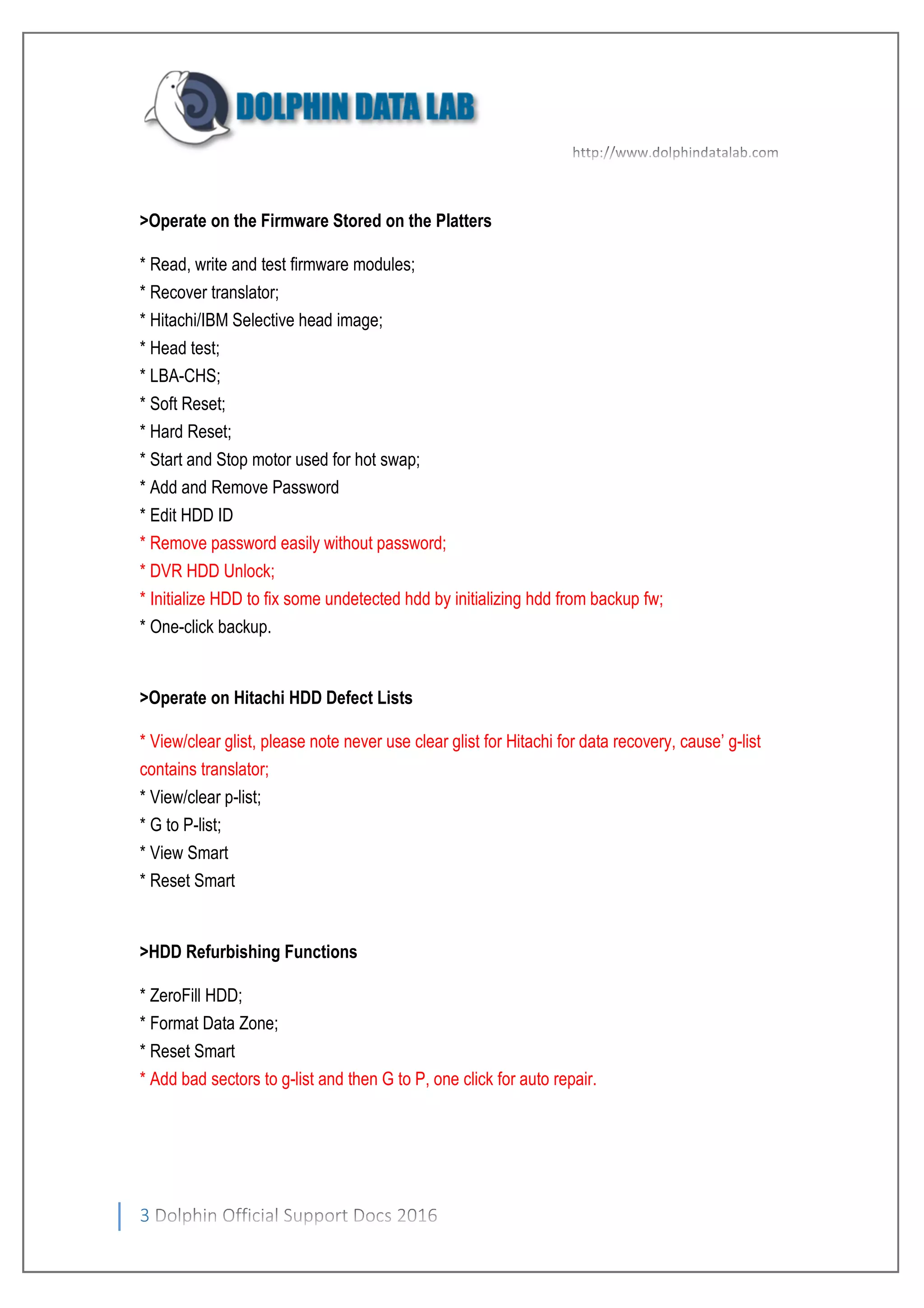 DFL Hitachi HDD Firmware Repair Tool Datasheet 2019 | PDF