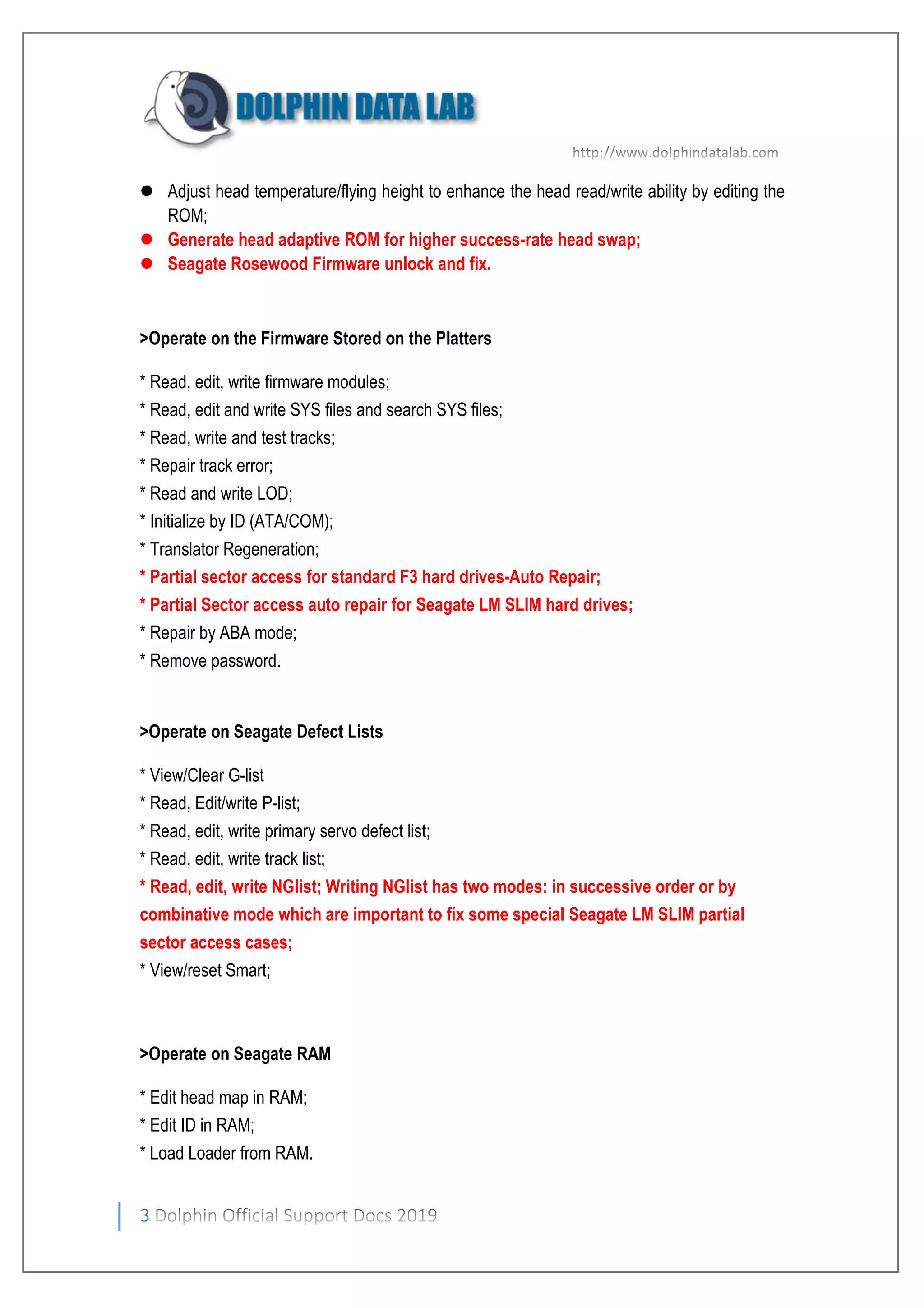DFL Seagate HDD Firmware Repair Tool Datasheet 2019. | PDF