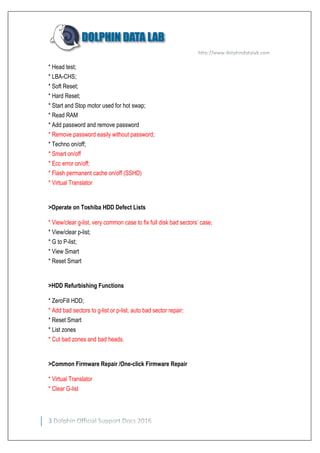 DFL Toshiba Fujitsu HDD Firmware Repair Tool Datasheet 2019 | PDF