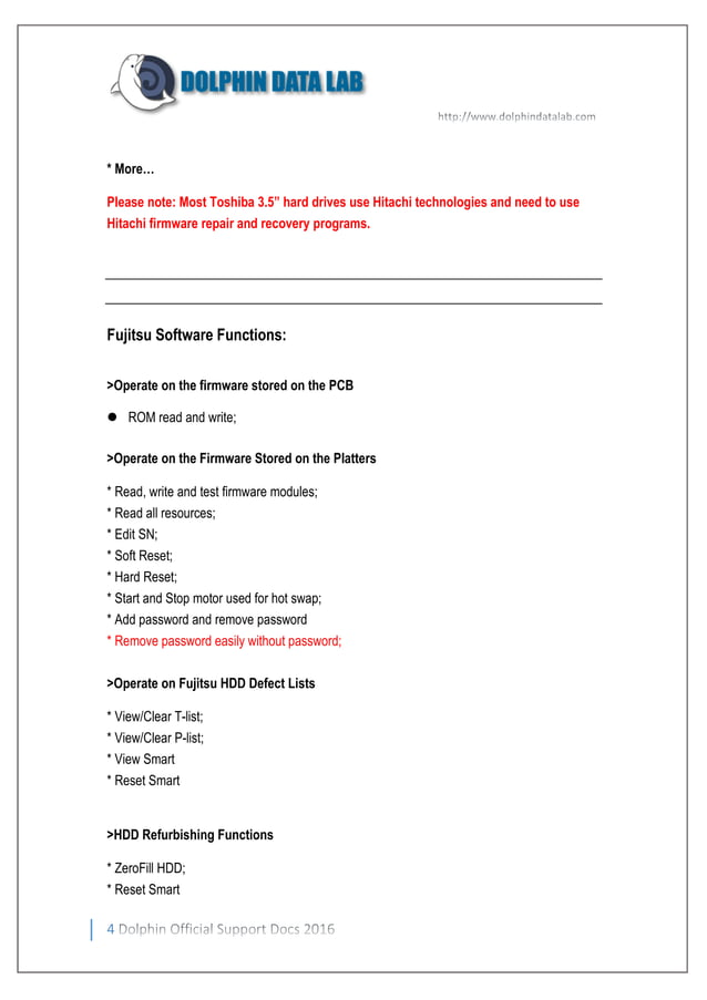 DFL Toshiba Fujitsu HDD Firmware Repair Tool Datasheet 2019 | PDF