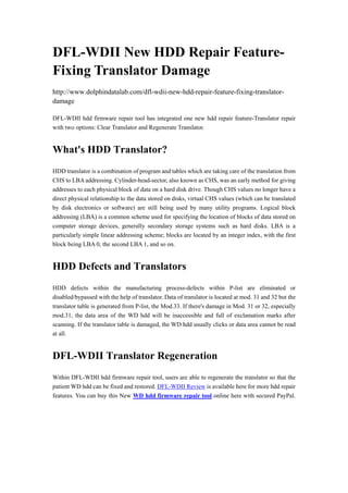 Dfl wdii new hdd repair feature-fixing translator damage | PDF