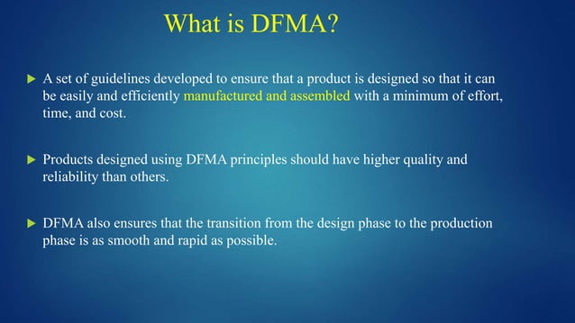 Dfma | PPTX | Mechanical and Industrial Engineering Industry | Industries