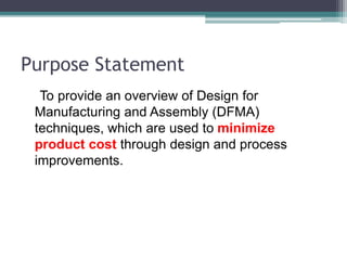 DFMA design for manufacturing and assembly | PPTX
