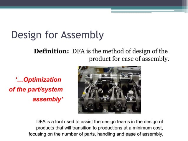 DFMA design for manufacturing and assembly | PPTX | Mechanical and ...