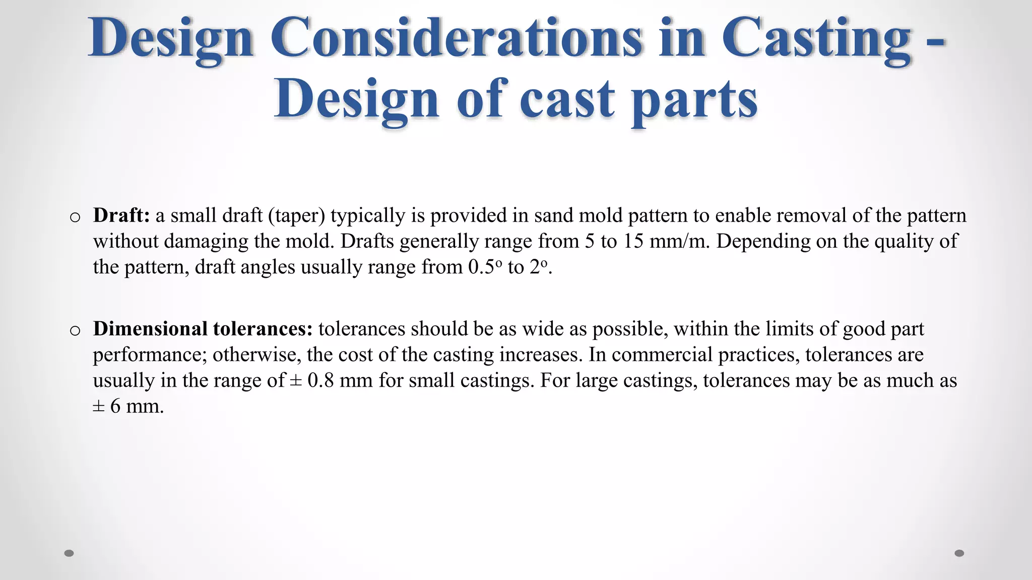 Design of castings and selection of the parting line | PPTX