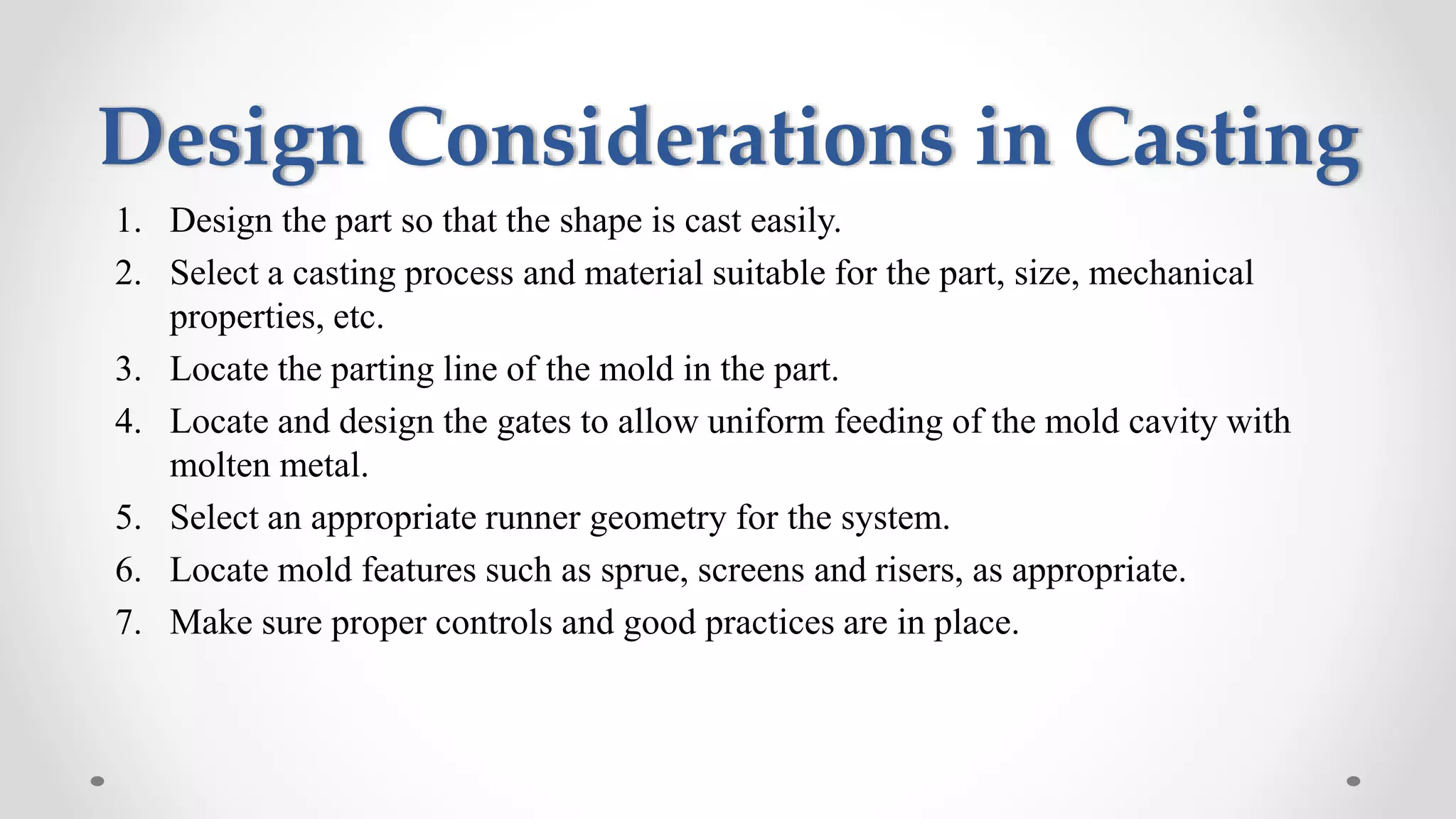 Design of castings and selection of the parting line | PPTX