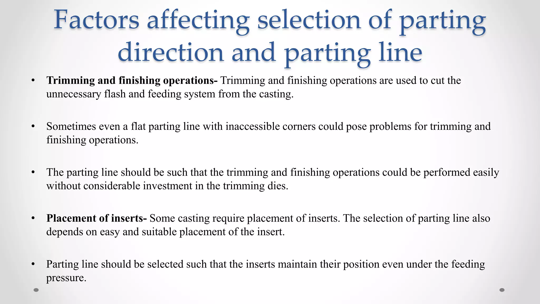 Design of castings and selection of the parting line | PPTX