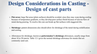 Design of castings and selection of the parting line | PPTX
