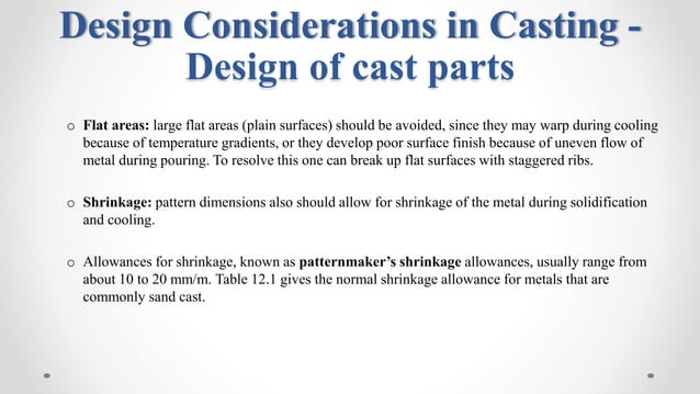 Design of castings and selection of the parting line | PPTX | Track and ...