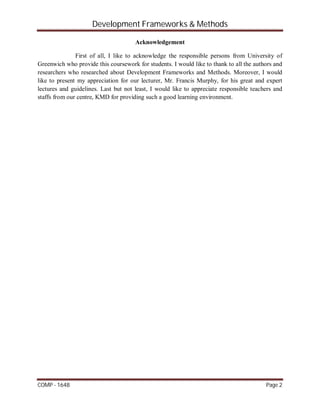 Development Frameworks and Methods (University of Greenwich BIT ...