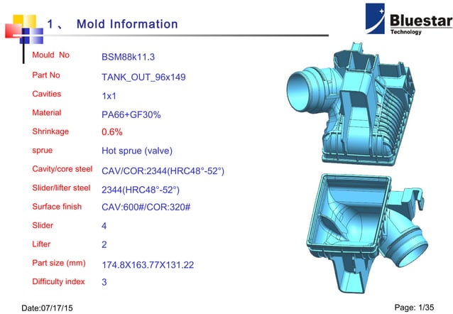 DFM (design for manufacturing) example bluestar mould - automotive mold ...