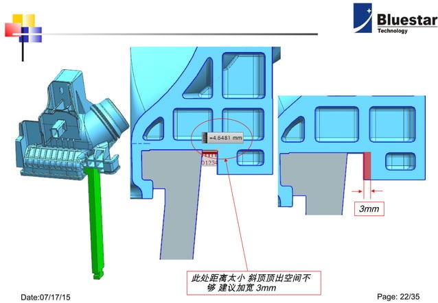 DFM (design for manufacturing) example bluestar mould - automotive mold ...