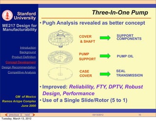 DFM Oil Pump Project Stanford | PDF