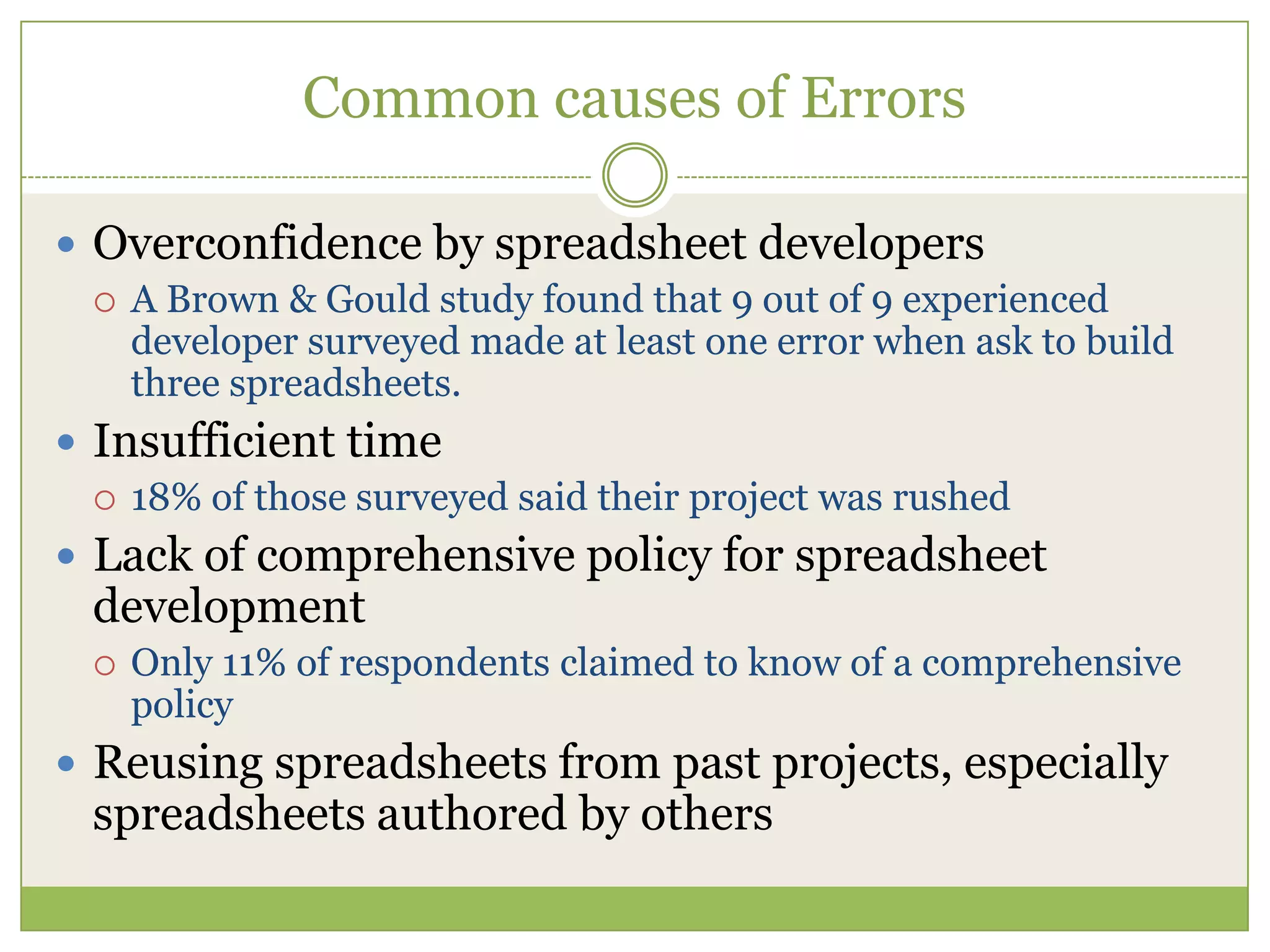 DFMW Spreadsheet Errors | PPTX