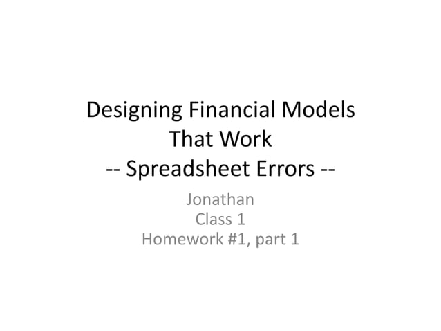 Spreadsheet Errors -- Jonathan | PPTX | Technology & Computing