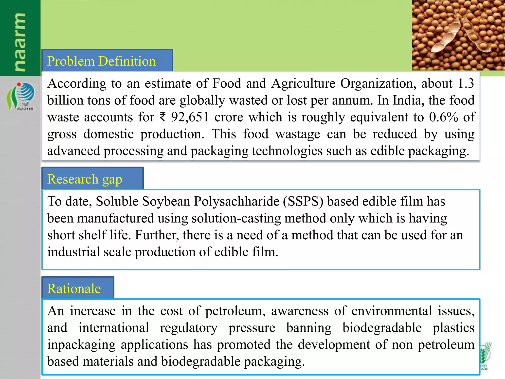 Edible Packaging from Soybean polysaccharide | PPT