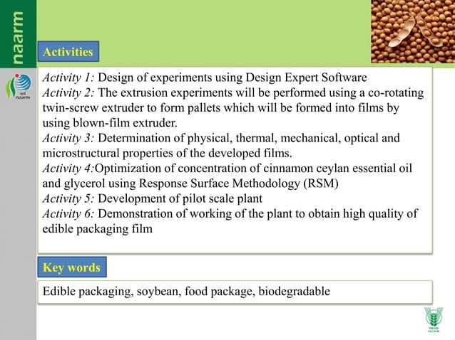 Edible Packaging from Soybean polysaccharide | PPT