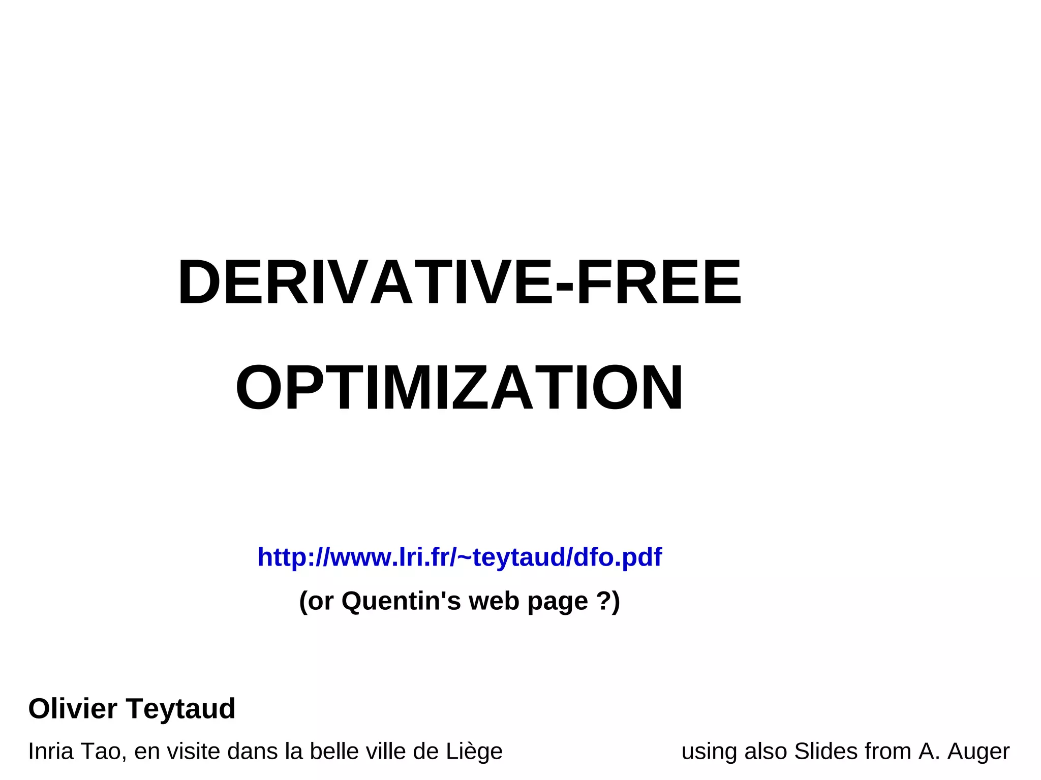 Derivative Free Optimization Odp