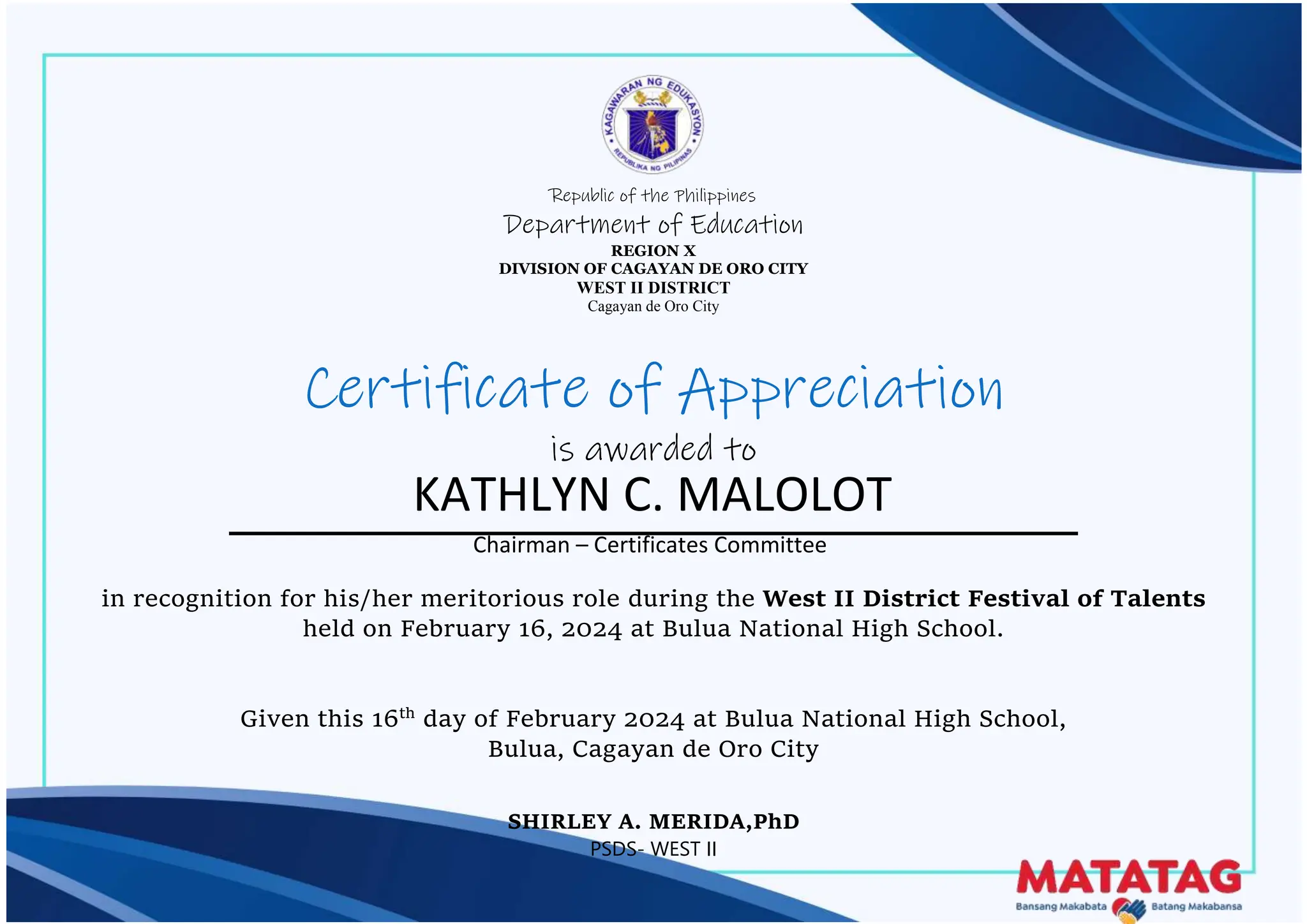 DFOT PARTICIPATION CERTS FOR PARTICIPANTS | DOCX