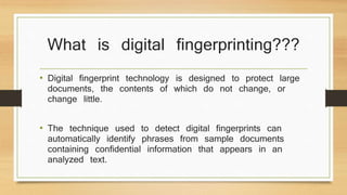 Digital Fingerprinting | PPTX