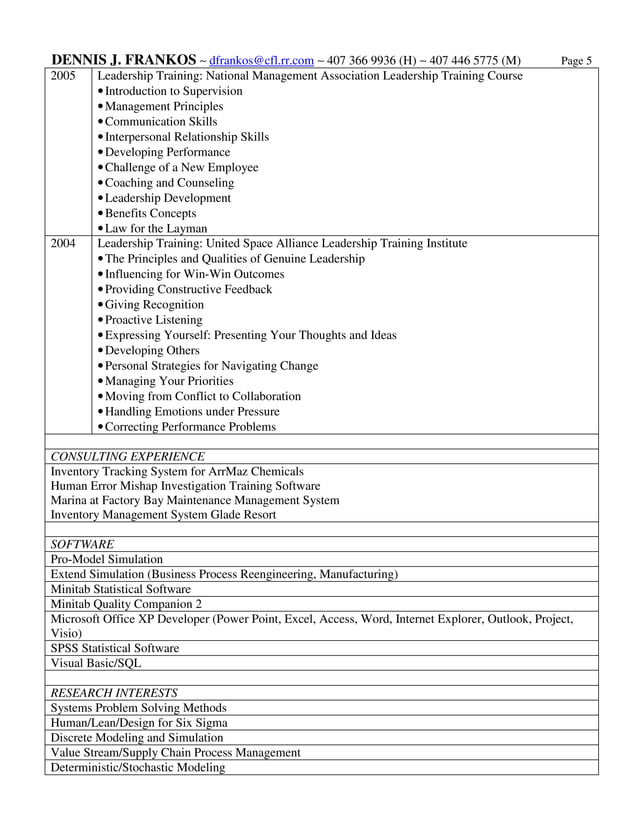 Dennis Frankos Resume and CV | PDF
