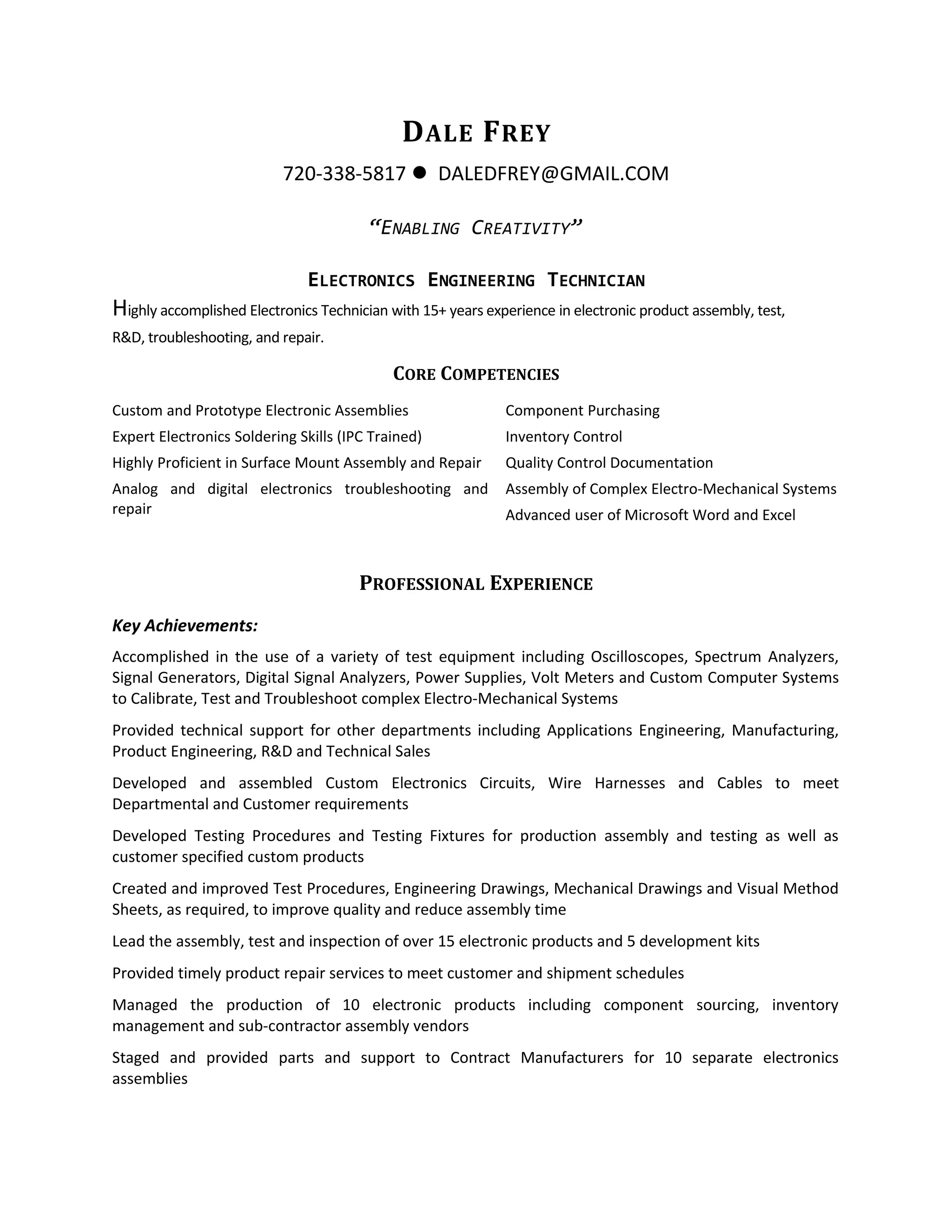 Dale Frey Resume | PDF