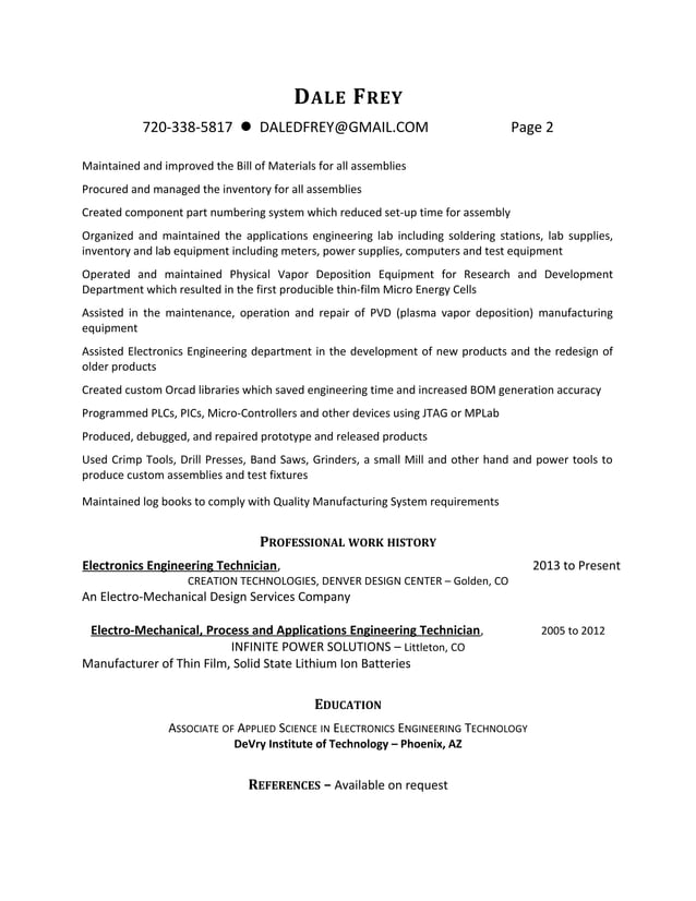 Dale Frey Resume | PDF