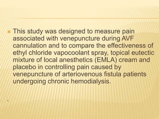 Vapocoolant spray vs. lidocaine prilocaine cream for reducing the pain ...
