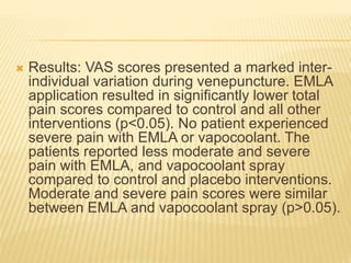 Vapocoolant spray vs. lidocaine prilocaine cream for reducing the pain ...