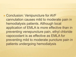 Vapocoolant spray vs. lidocaine prilocaine cream for reducing the pain ...