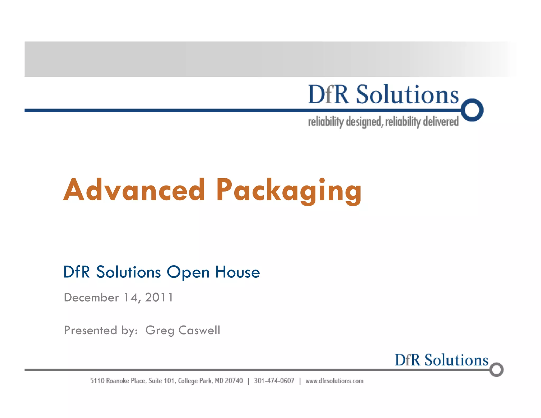 DfR Advanced Packaging | PDF