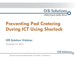 Preventing Pad Cratering During ICT Using Sherlock | PDF