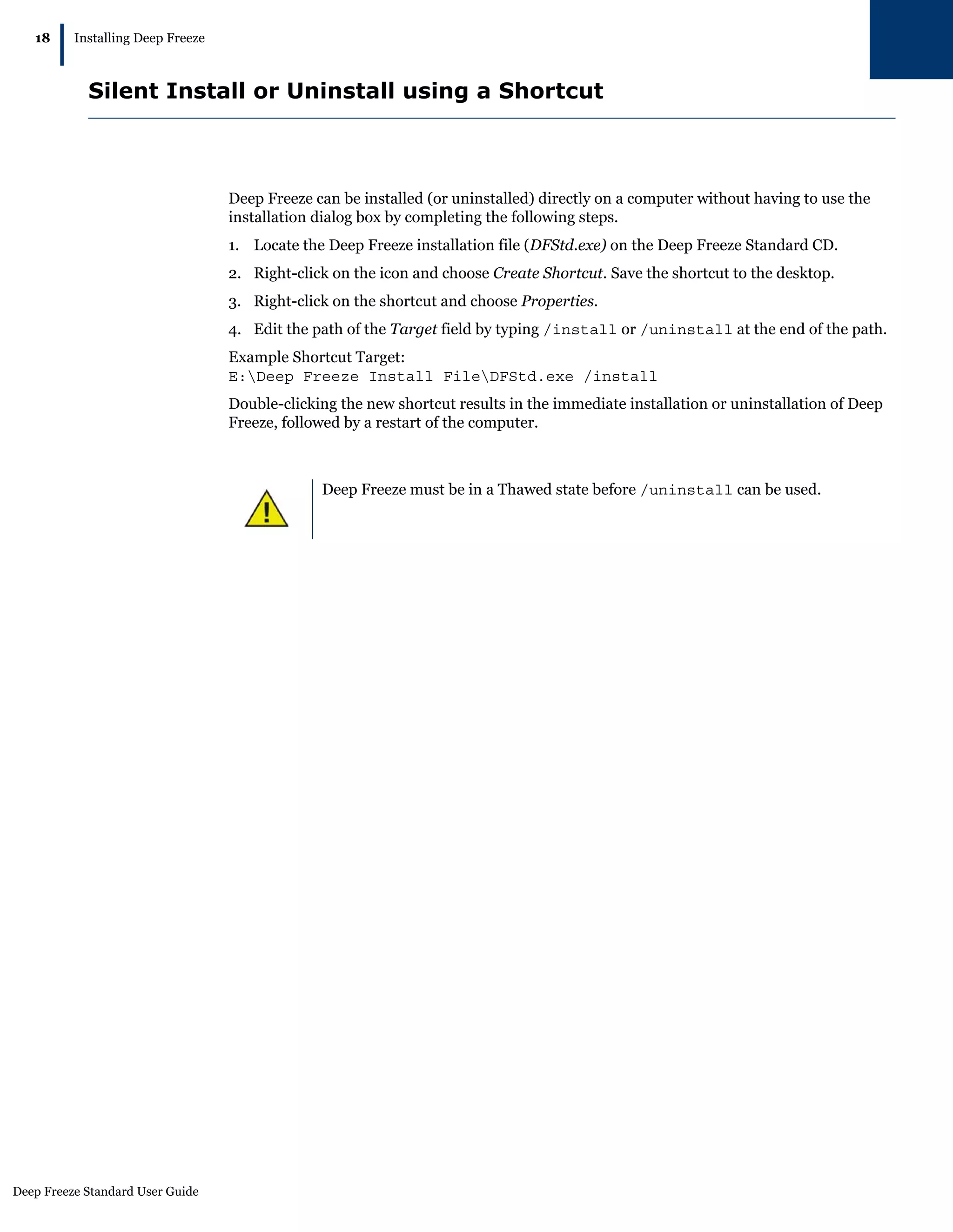 Deep Freeze Standard User Guide | PDF