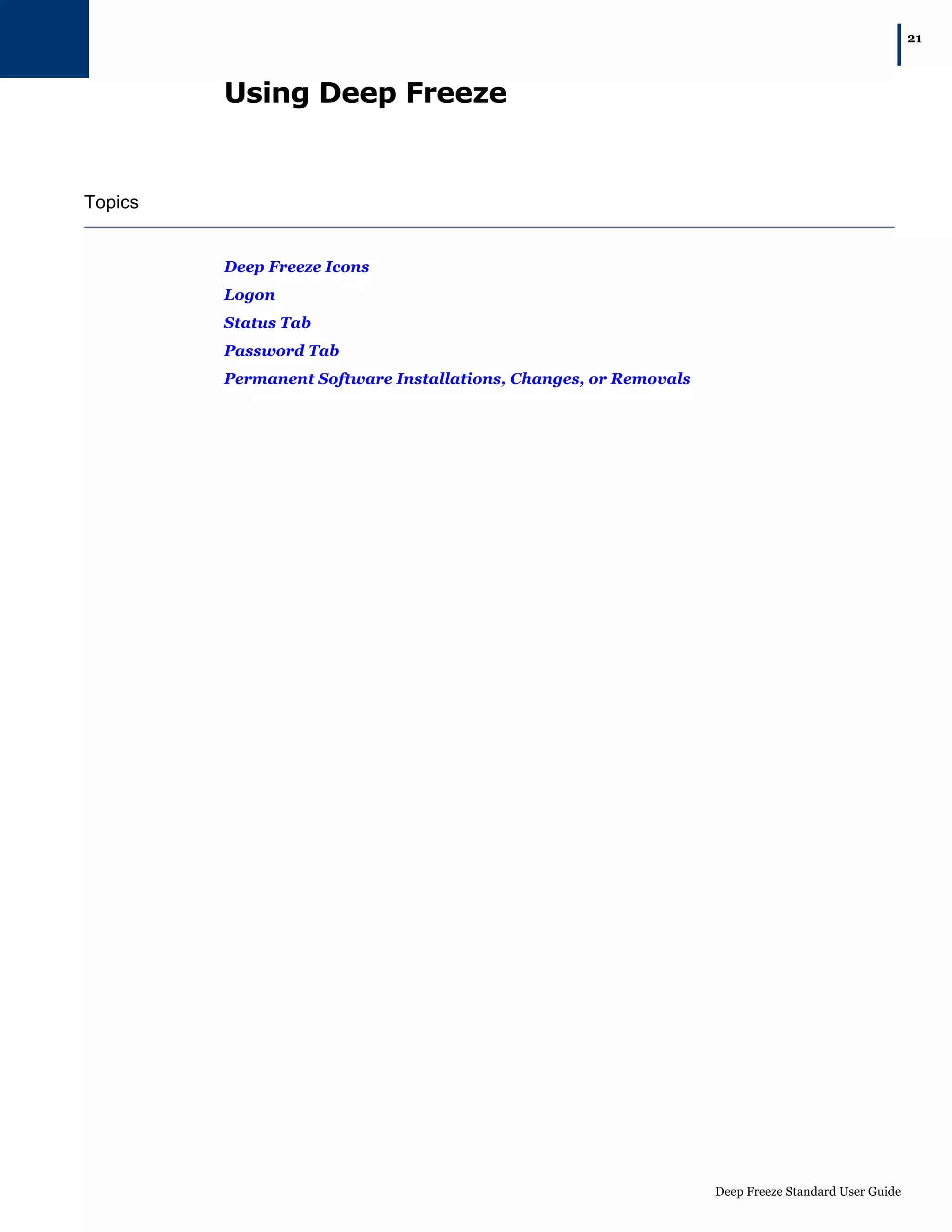 Deep Freeze Standard User Guide | PDF