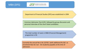 MBA from DFS-Delhi University - A High ROI MBA | PPT