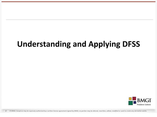 DfSS Webinar Part 1: An Introduction to DFSS | PPT