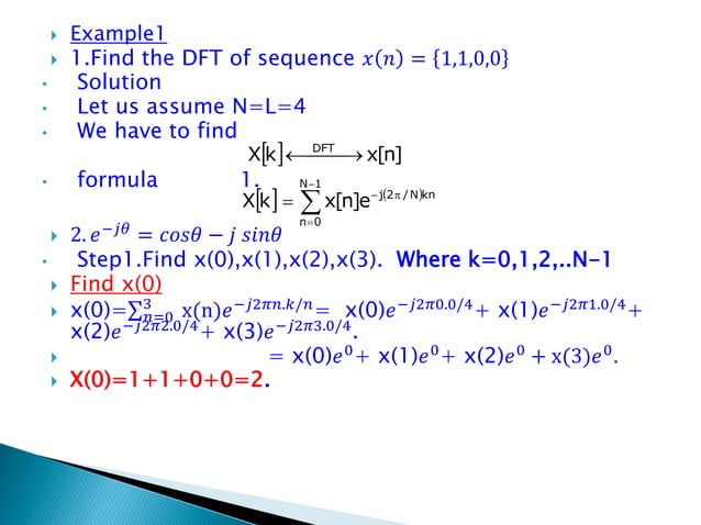 Dft Discrete Fourier Transform And Its Properties Ppt
