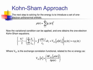 DFT (Density Functional Theory) adalah metode mekanika kuantum yang digunakan dalam komputasi | PPT