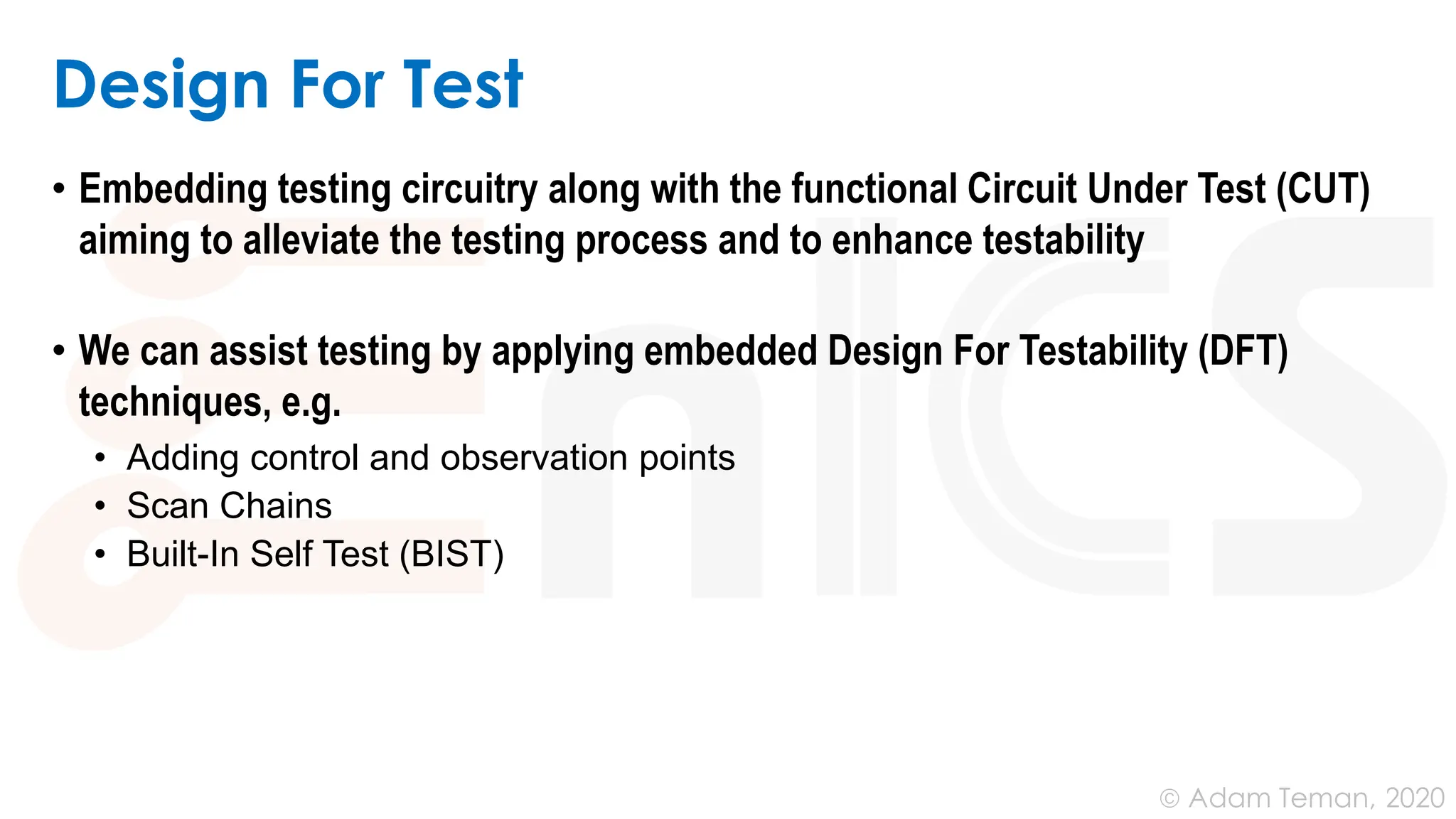 DFT-Lecture regarding the JTAG, MBIST introduction to DFT | PDF