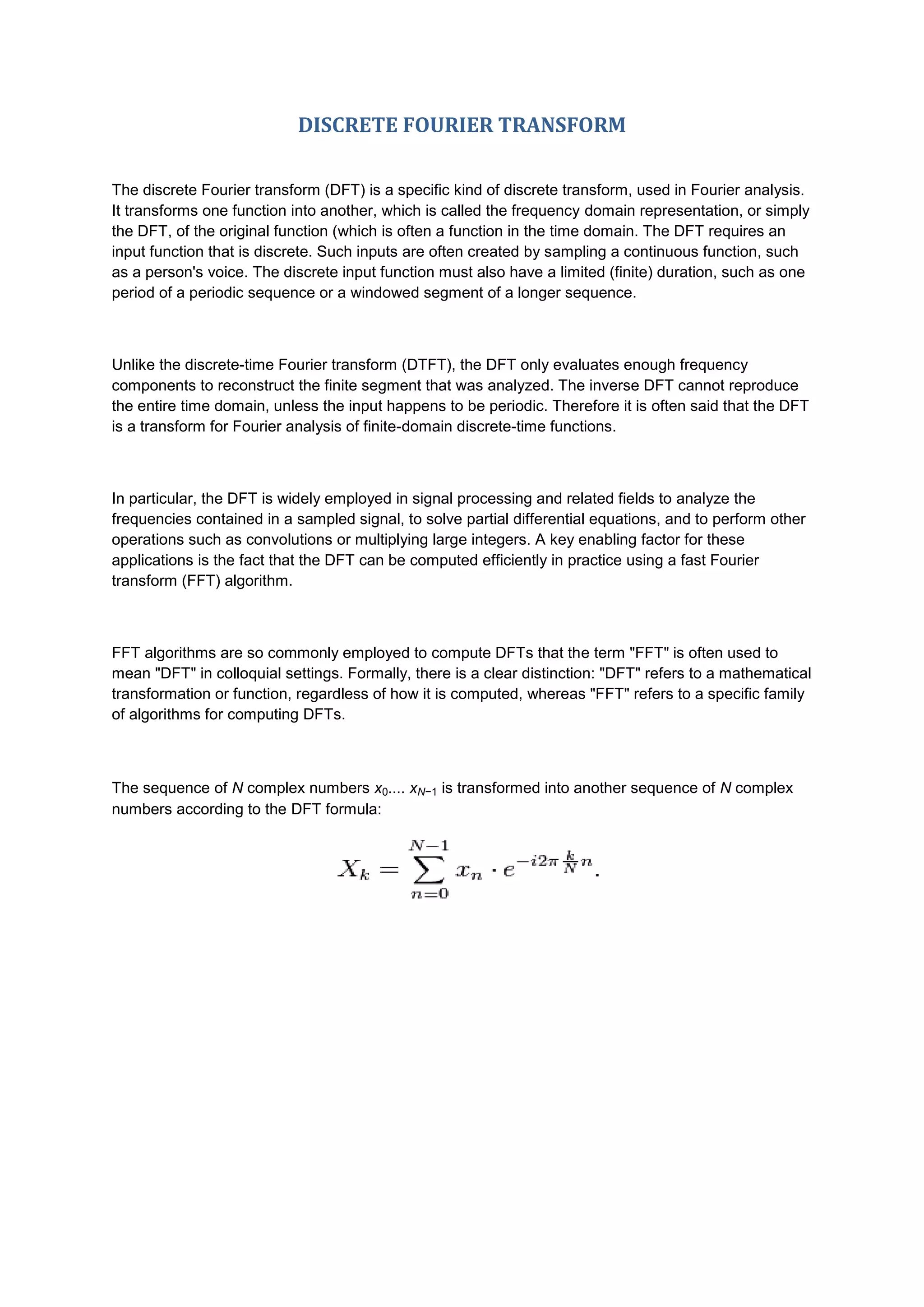 Dft and its applications | PDF