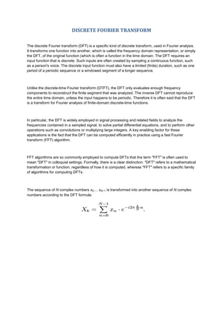 Dft and its applications | PDF